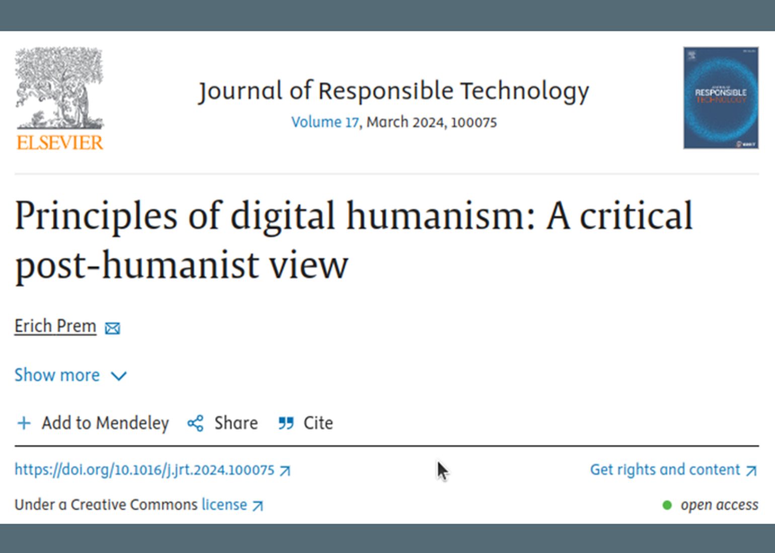 Principles of digital humanism: A critical post-humanist view — DIGHUM